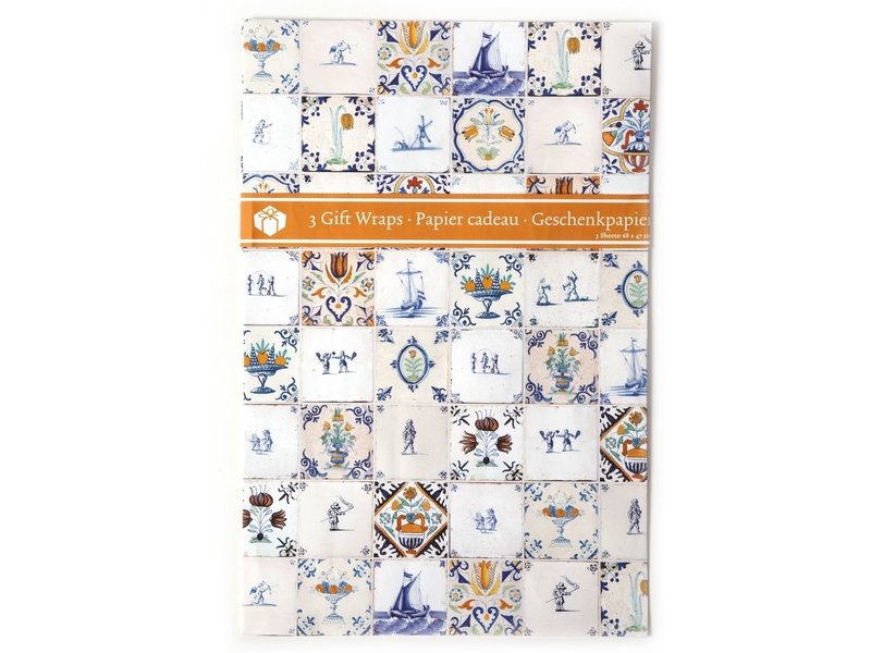 Wrapping Paper Dutch Tiles (3 sheets) – The Dutch Shop